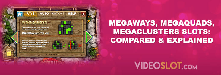 Megaways, Megaquads, Megaclusters Slots: Compared & Explained